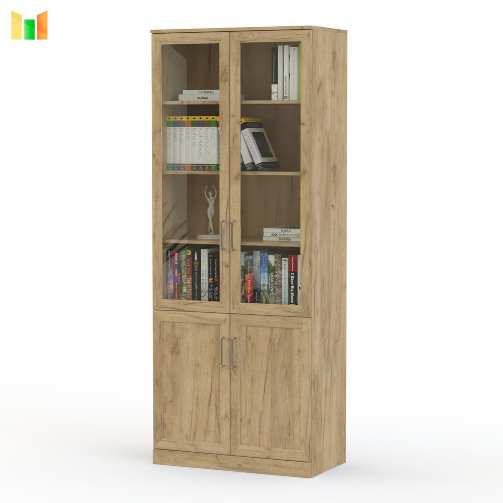 Шкаф книжный BestMebel Книжный шкаф Дуб Крафт Золотой, 70x40x200 см ...