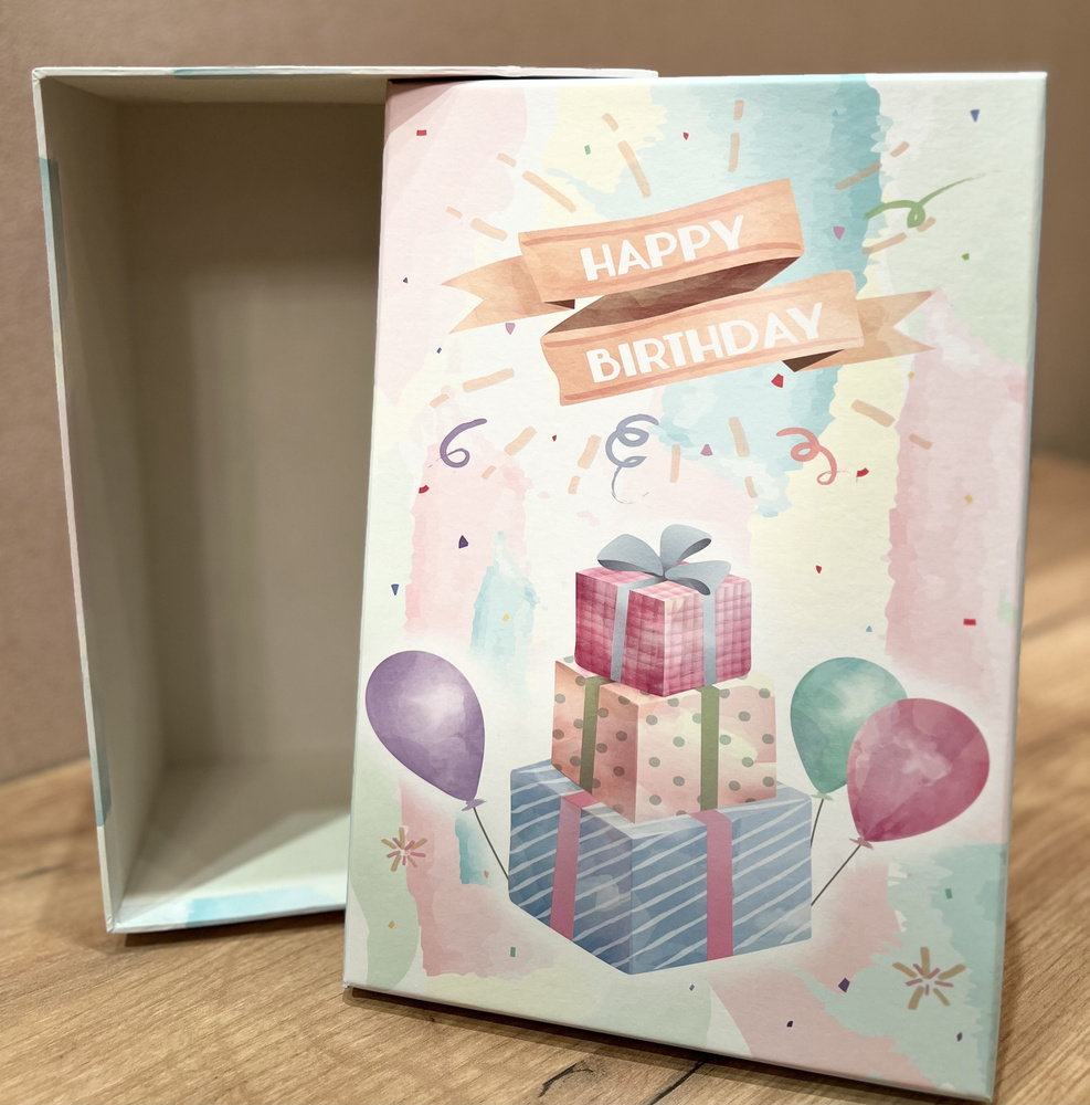 Коробка подарочная большая С Днем Рождения картонная прямоугольная бокс ...