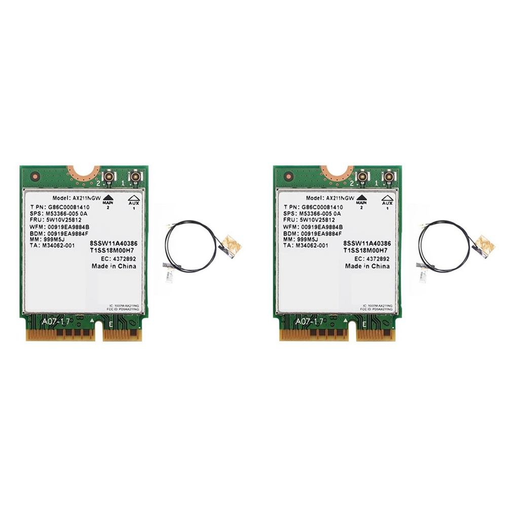 2X WiFi 6E AX211NGW Band 2,4G/5G/6Ghz Беспроводная сетевая карта Wi-Fi ...