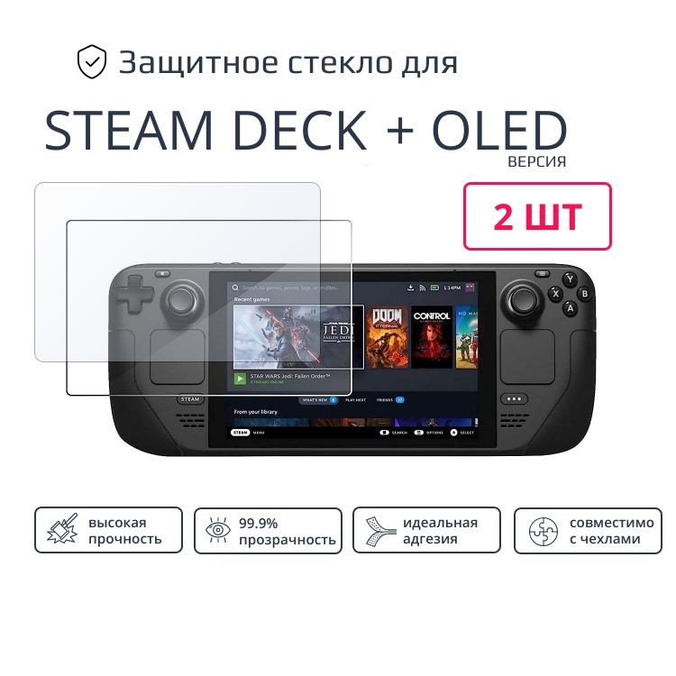Комплект 2шт. Защитное стекло для приставки Steam Deck и Steam deck ...
