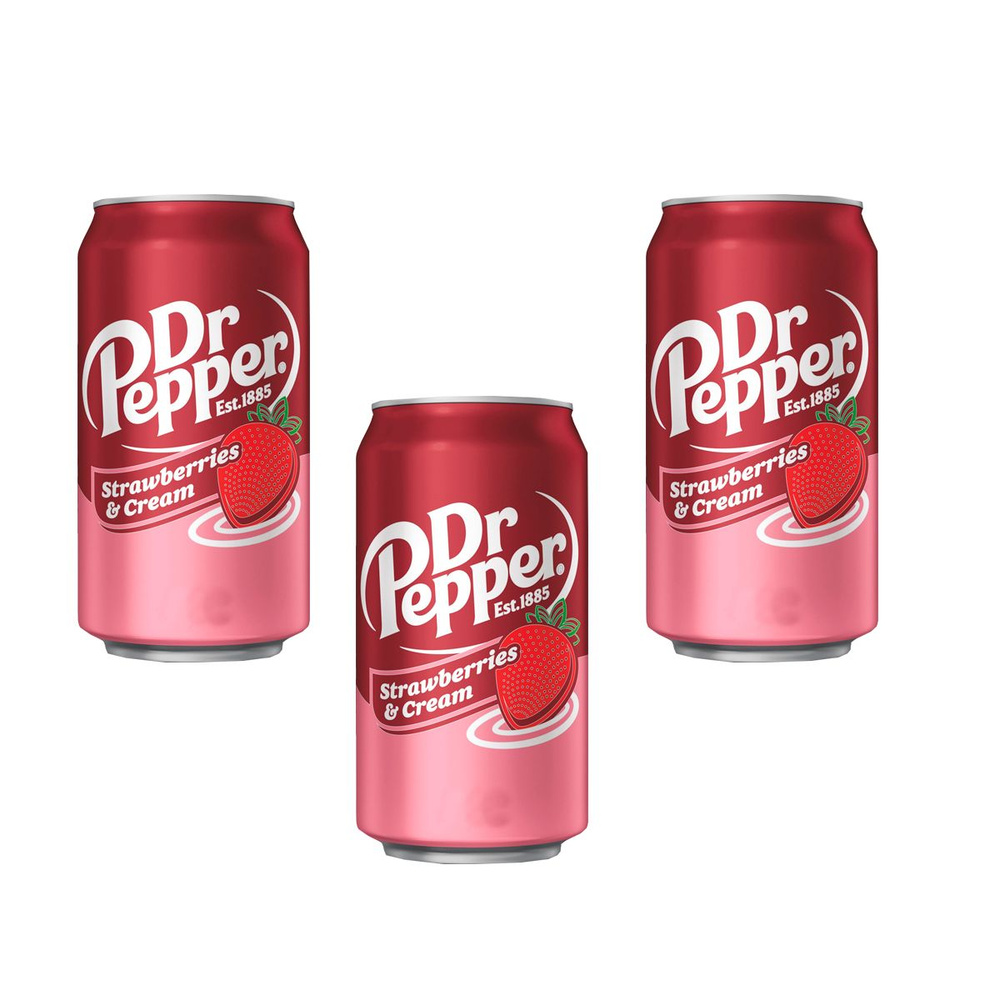 Газированный напиток Dr. Pepper Strawberry 3шт по 355мл / Газировка ...