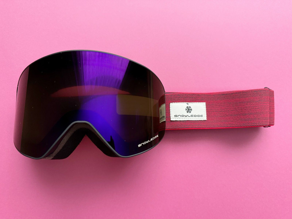 Горнолыжная маска SNOWLEDGE, фиолетовая с красным ремешком. - купить с ...