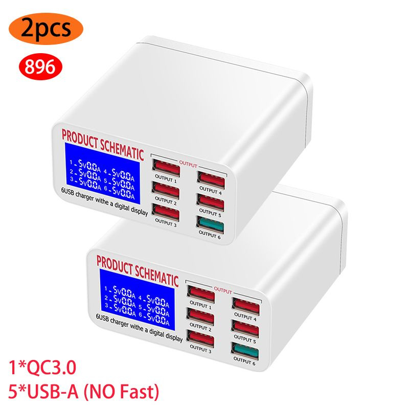 Многопортовая USB-зарядка с ЖК-дисплеем USB-адаптер для зарядного ...