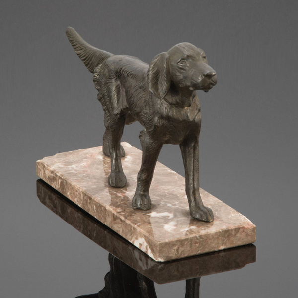 Скульптура винтажная кабинетная Ирландский сеттер, мрамор, сплав металлов, Западная Европа, 1930 ...