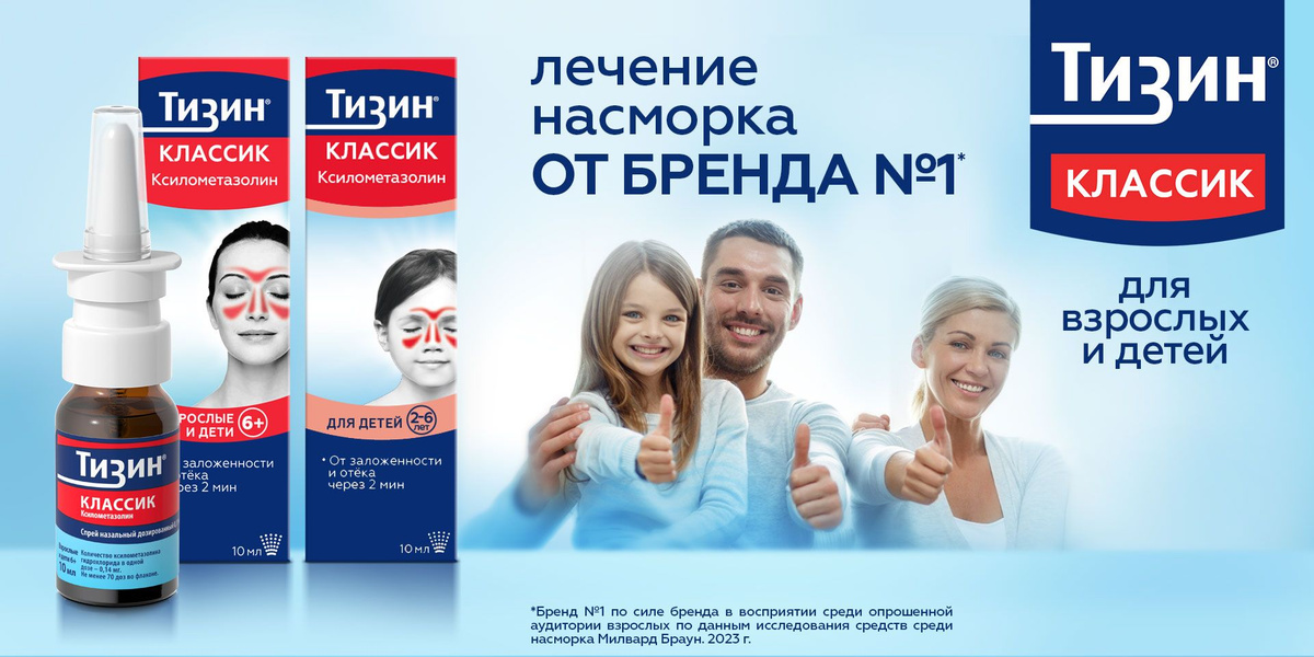 Тизин® Классик спрей назальный дозированный 0.05% флакон 10 мл — купить ...