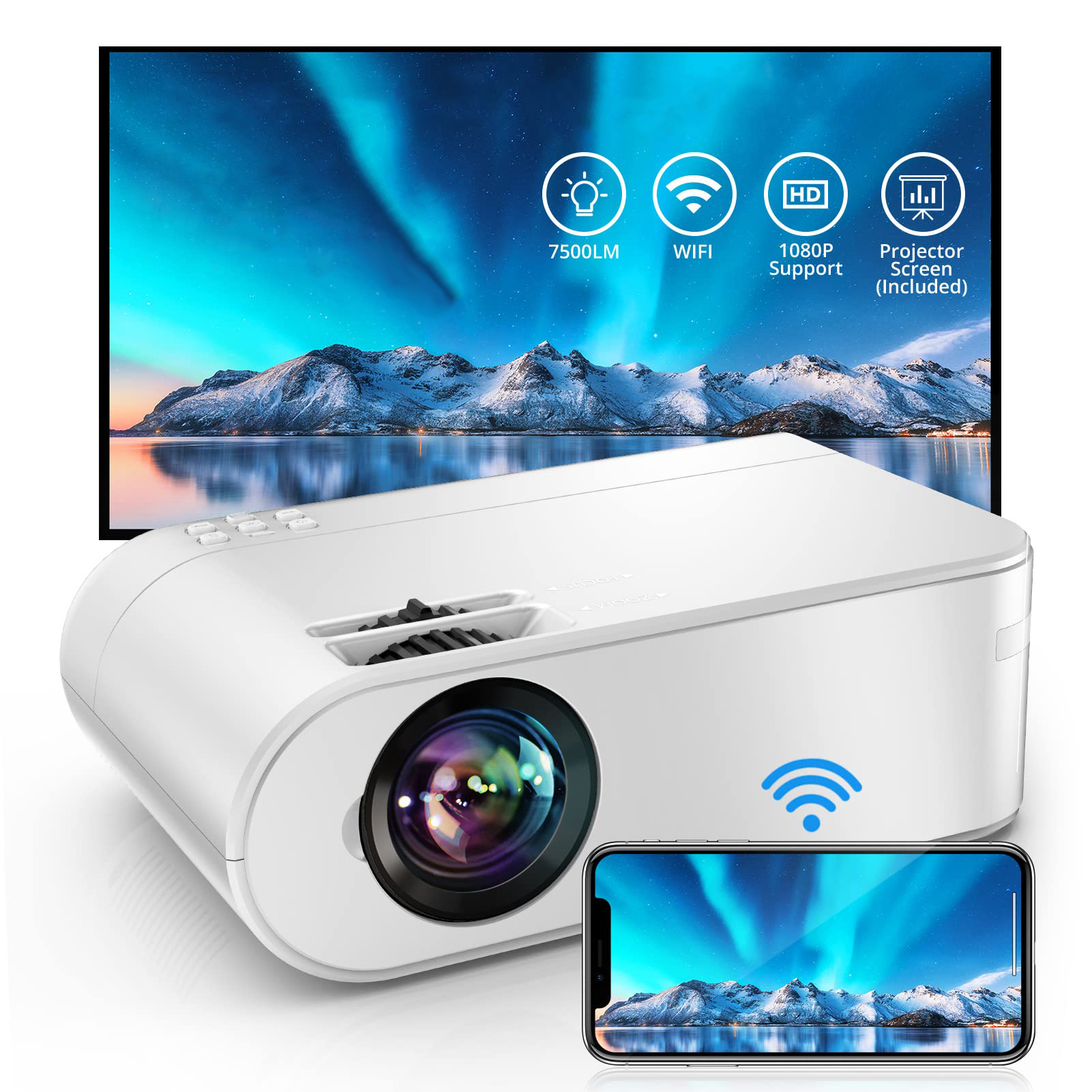 Проектор White, 1LCD, белый, зеркальный купить на OZON по низкой цене ...