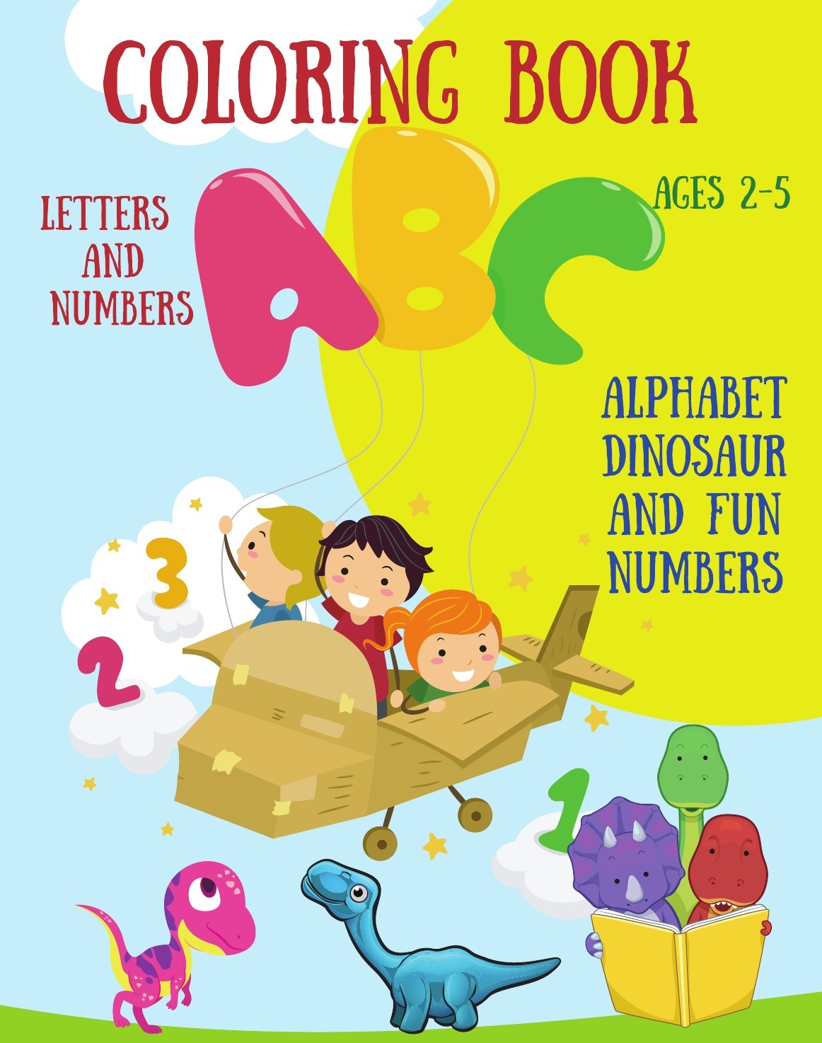 "Coloring Book Letters and Numbers - Alphabet Dinosaur and Fun Numbers ...