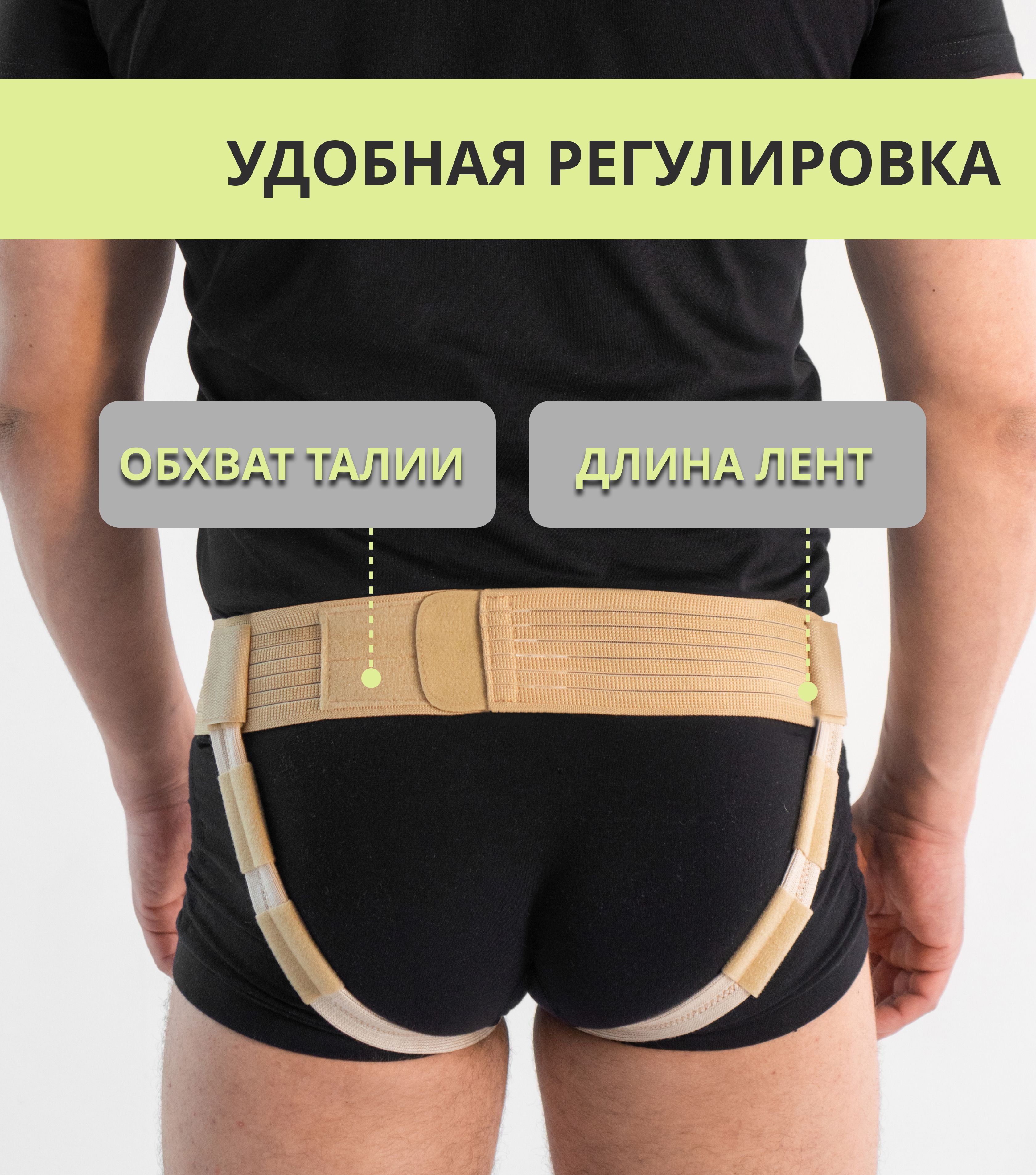 Бандаж для паховой грыжи мужской с регулировкой 4 съемными пелотами ...