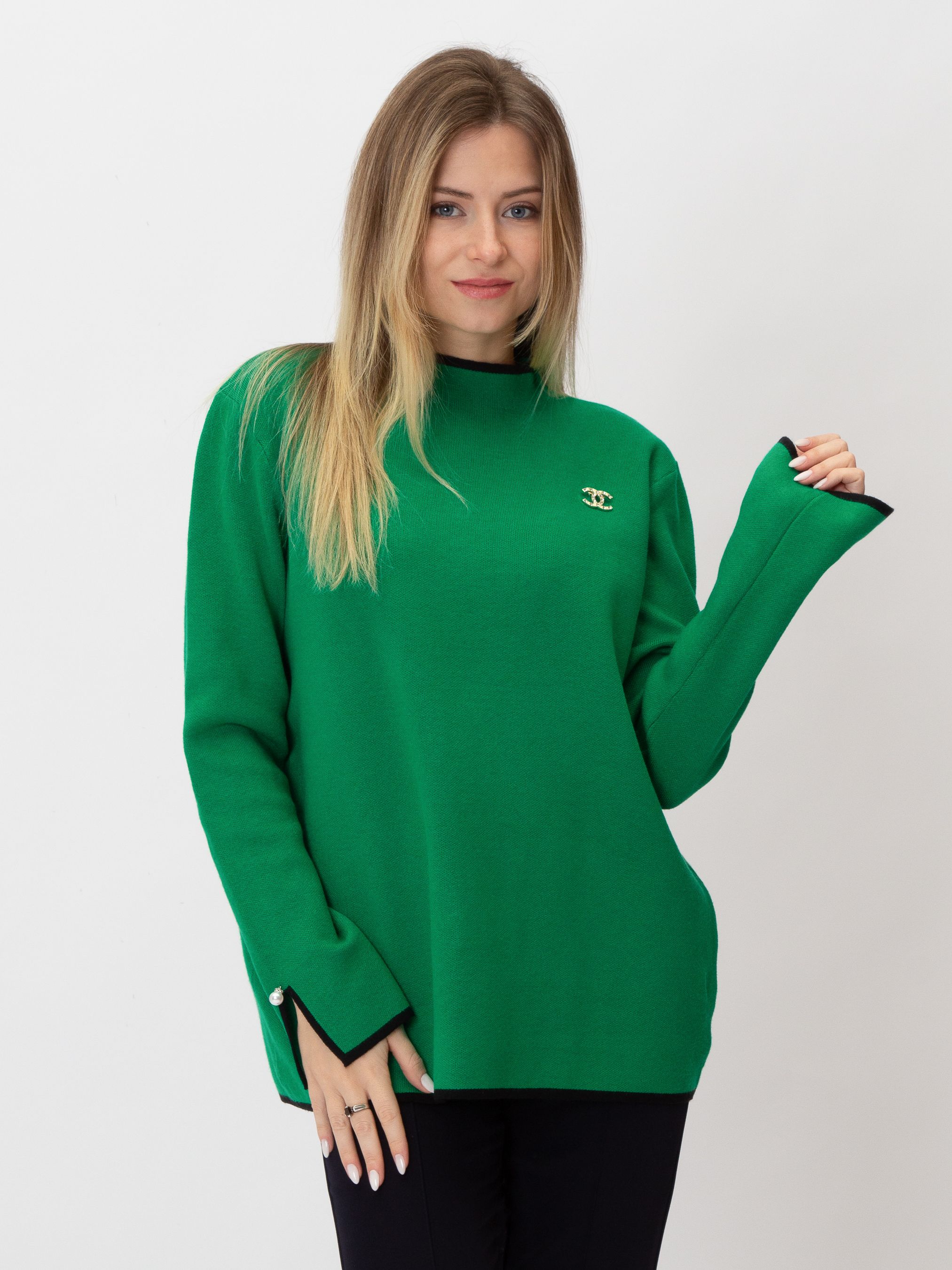 Джемпер Женский ARTT Store зеленый Кашемир, размер 48, 50 Пуговицы ...
