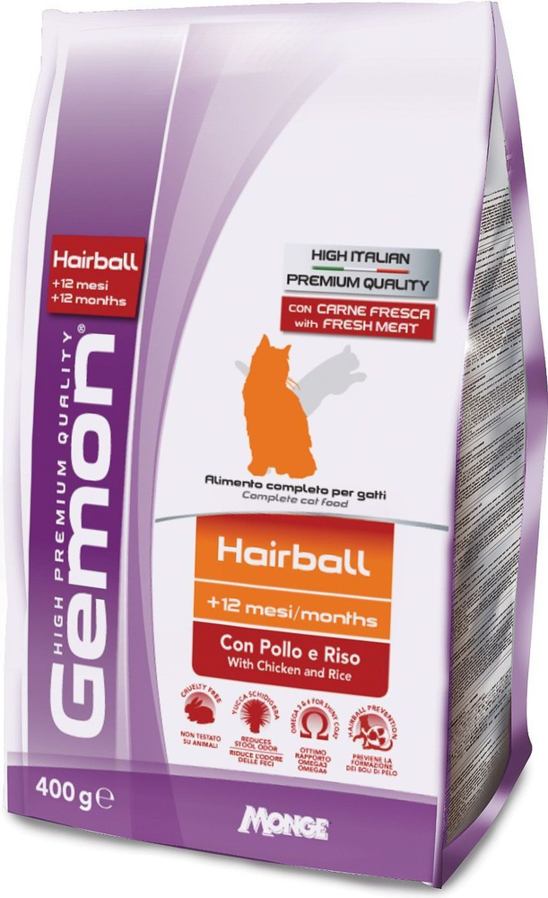 Gemon Cat Hairball сухой корм для взрослых кошек для выведения шерсти ...