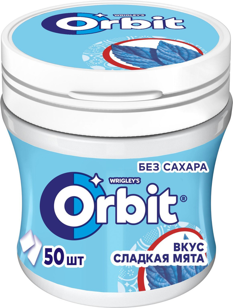 Жевательная резинка Orbit Сладкая мята, без сахара, банка, 68 г ...