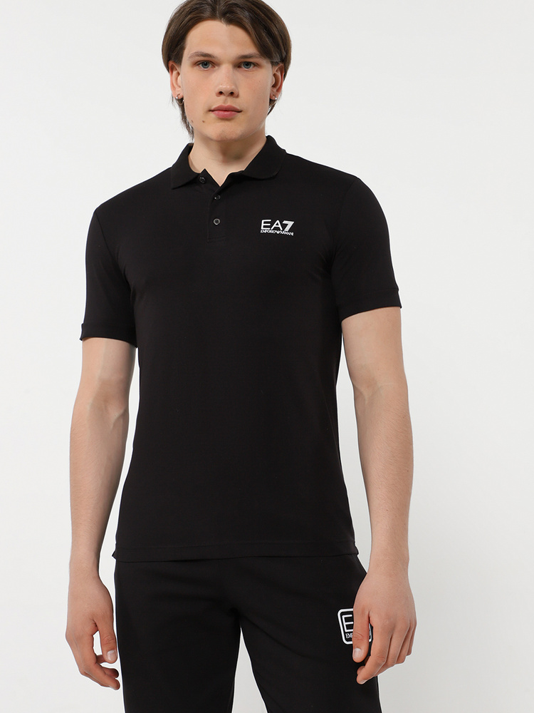 Поло EA7, размер 46, 48, цвет черный, 95% хлопок, 5% эластан - купить по выгодной цене в ...