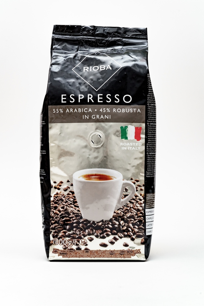 Кофе в зернах Rioba Espresso Silver РИОБА зерновой кофе Арабика 55% ...