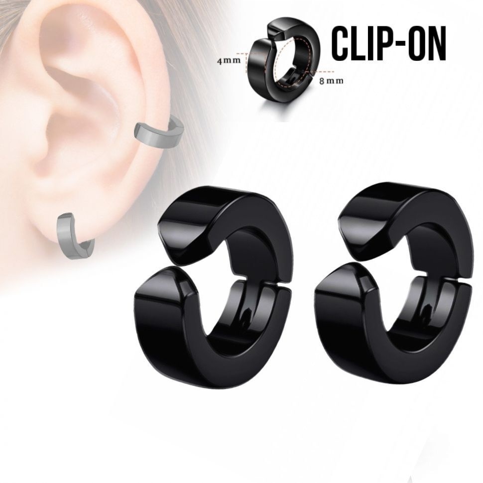 Пирсинг клипсы обманка кафф черные 2 шт клипса в ухо губа пирсинг ...