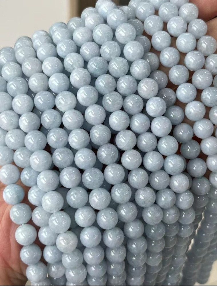 Кварц голубой (тонированный) 8 мм, бусины на нитке (около 48 шт ...