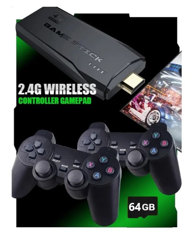 Игровая приставка беспроводная консоль Game Stick 4K HD 64 гигабайта ...