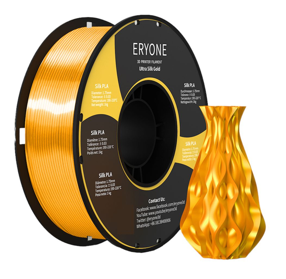 Пластик для 3D принтера ERYONE PLA Ultra Silk Gold/ Филамент ERYONE ...