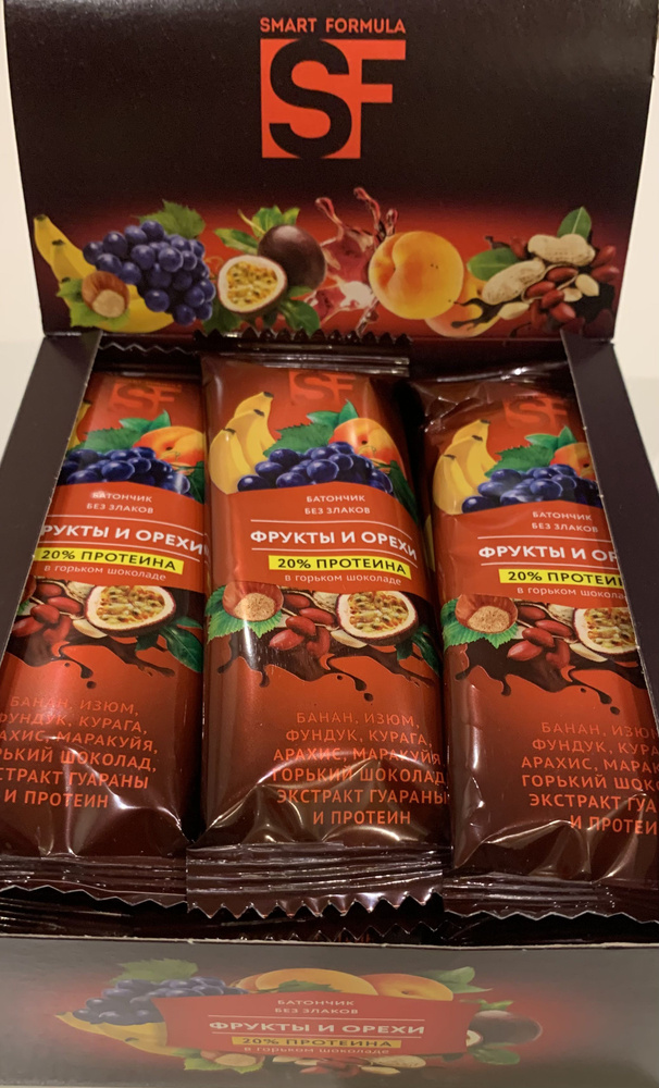"Smart Formula", Батончик фруктовый "Фрукты и орехи", 20 % протеина в ...