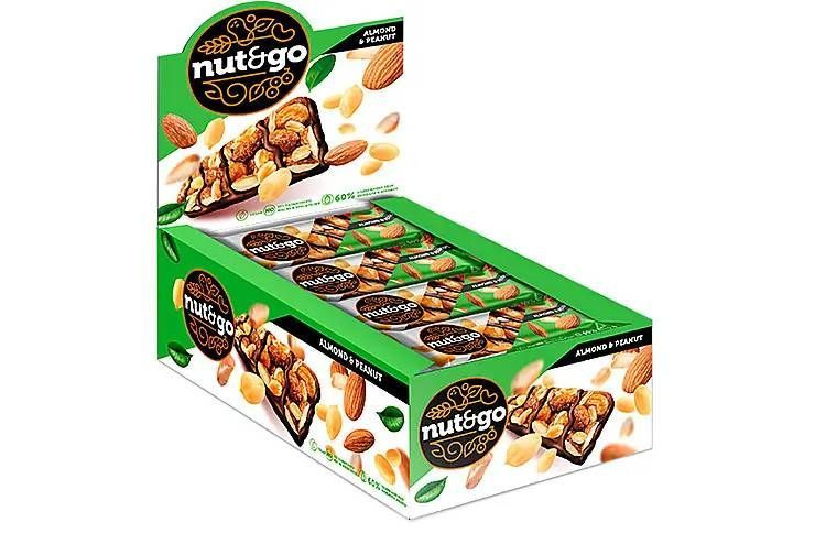 Nut&Go, батончик Almond & peanut, 36 г (упаковка 18 шт.) - купить с доставкой по выгодным ценам ...