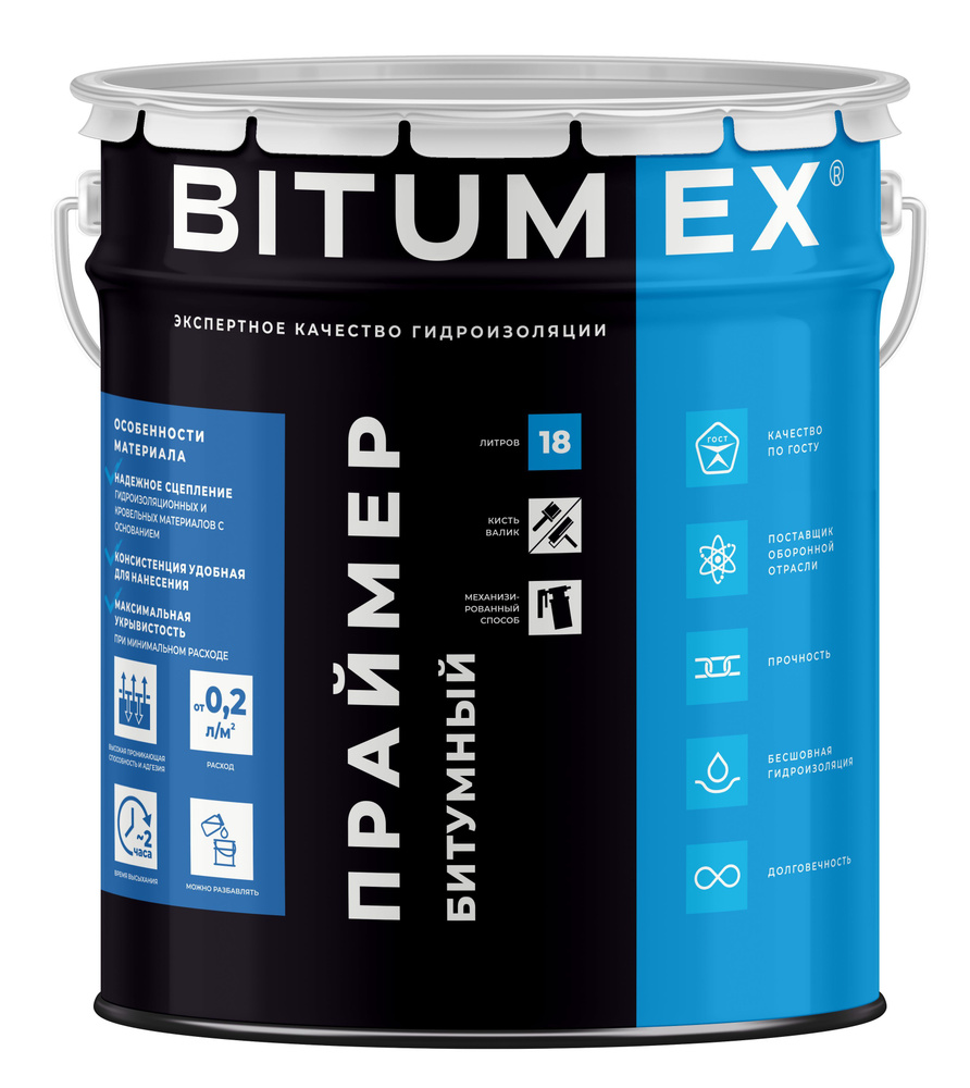 Праймер битумный. ГОСТ. BITUMEX/ На высококлассных битумах LUKOIL. 18 л ...