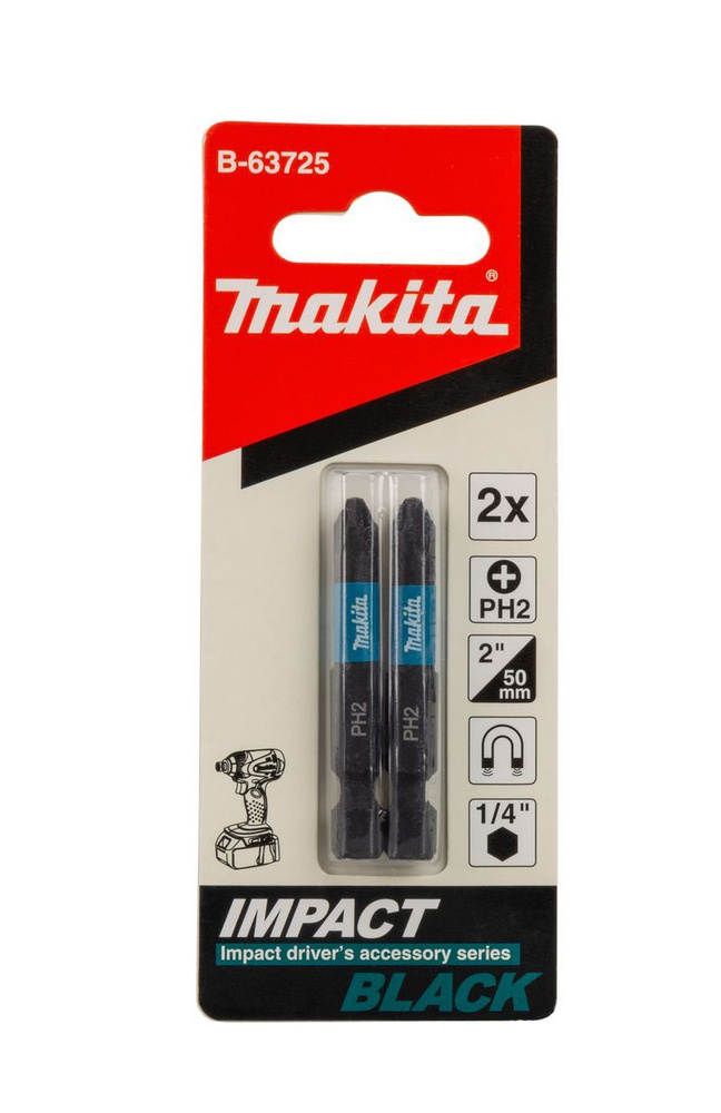 Бита Makita Impact Black PH2, 50 мм, E-form, 2 шт B-63725 - купить по ...