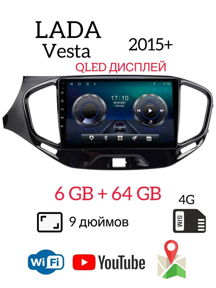 Автомагнитола для Лада Веста 2015+ Магнитола на Lada VestaШтатное место ...