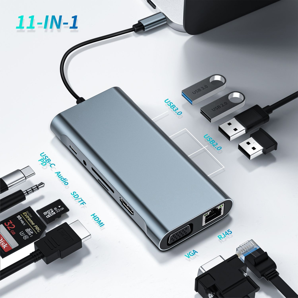 Usb Hub 3 0 Usb разветвитель 11 в 1 Type C Usb 3 0 концентратор