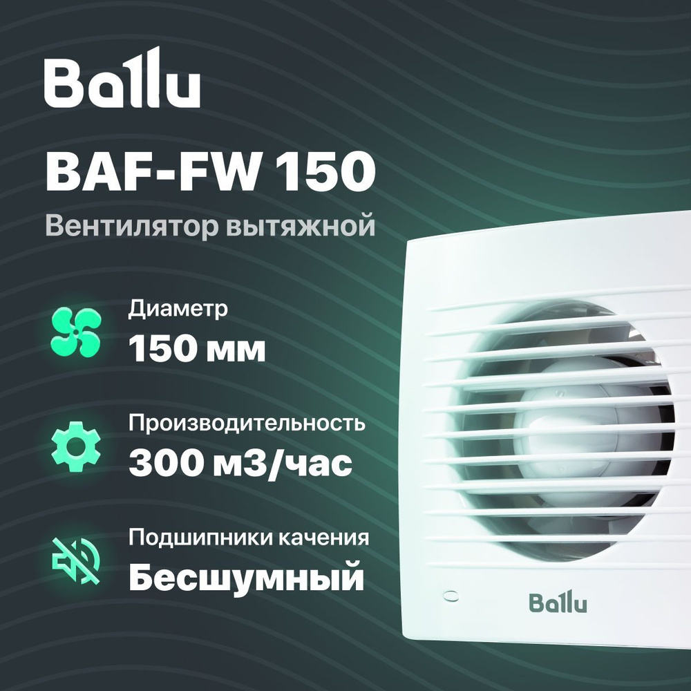 Вентилятор вытяжной Ballu BAF-FW 150 кухня / ванна / баня - купить с ...