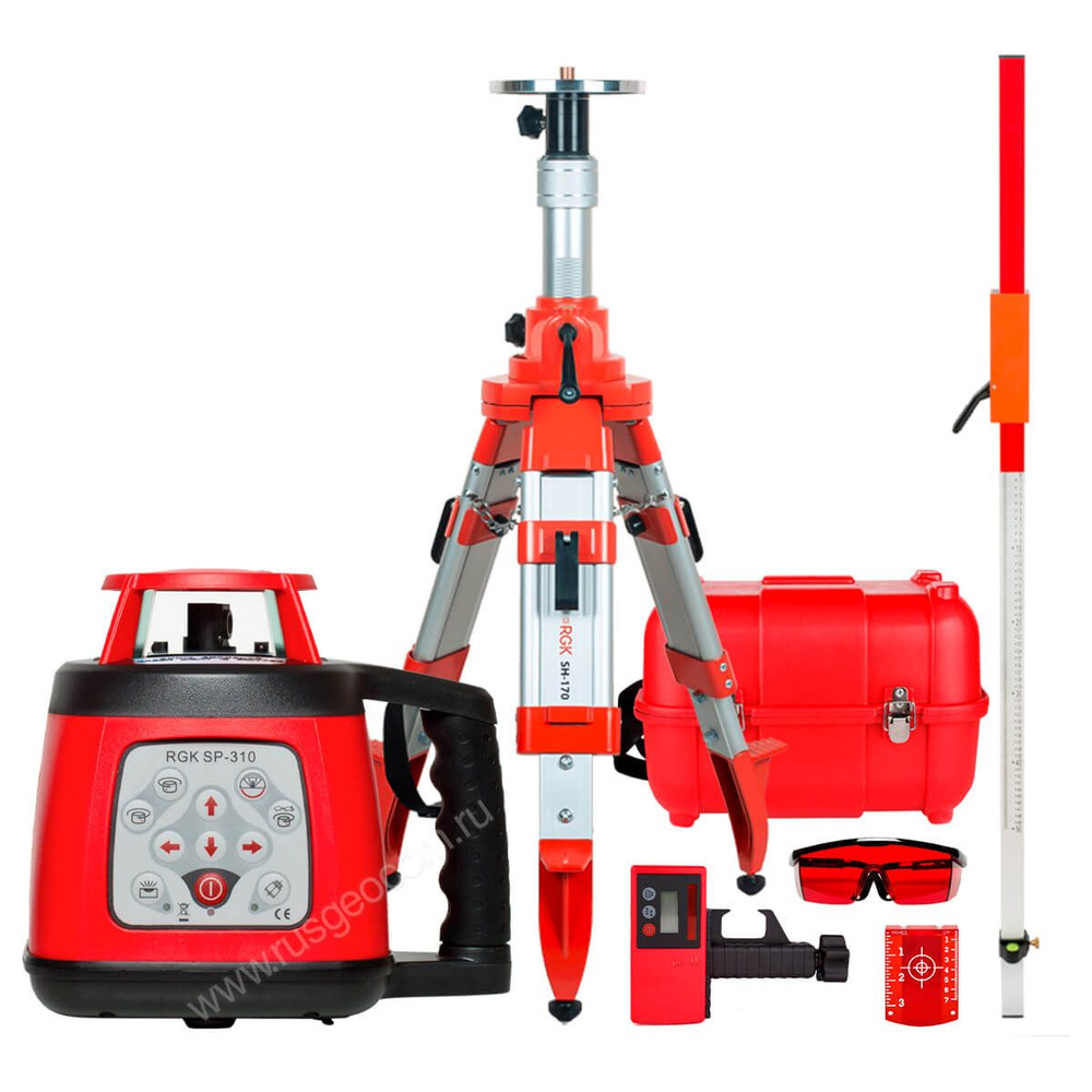 Купить Комплект: ротационный нивелир RGK SP-310 + штатив RGK SH-170 + рейка RGK LR-2 по низкой ...