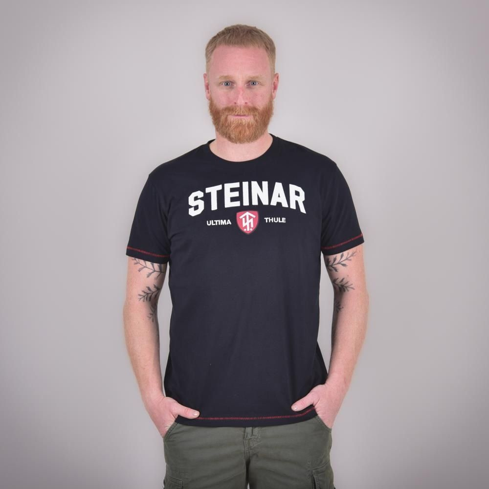 Футболка Мужской Thor Steinar черный Средний, размер 52 Хлопок Надписи, Логотип полуприталенный ...