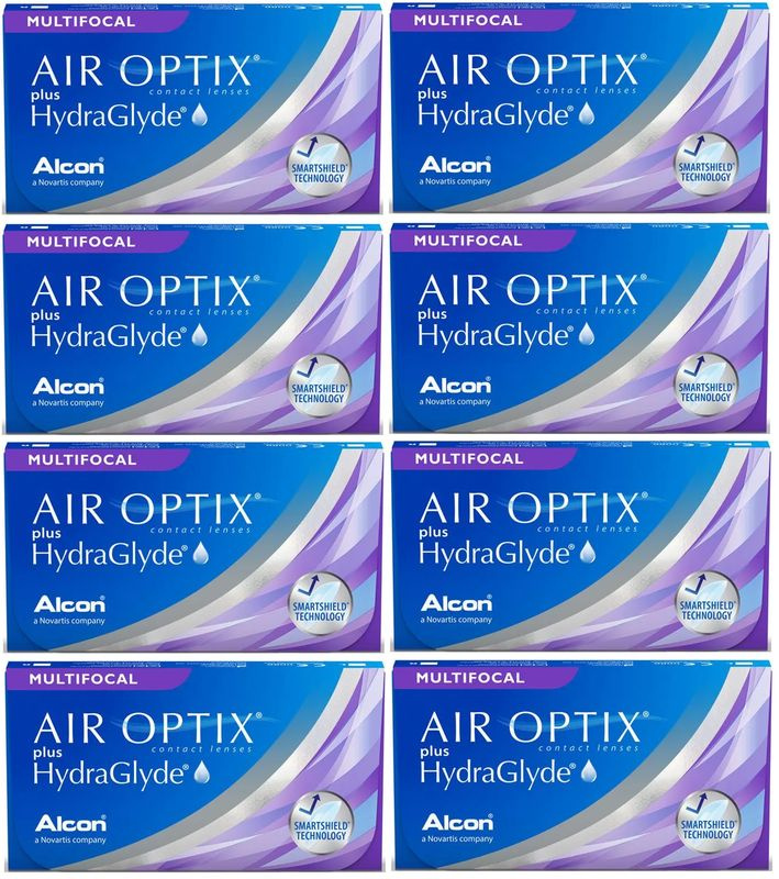 Air Optix Plus HydraGlyde Multifocal +2.00 / LOW (низкая аддидация). 24 штуки (8 пачек по 3 ...