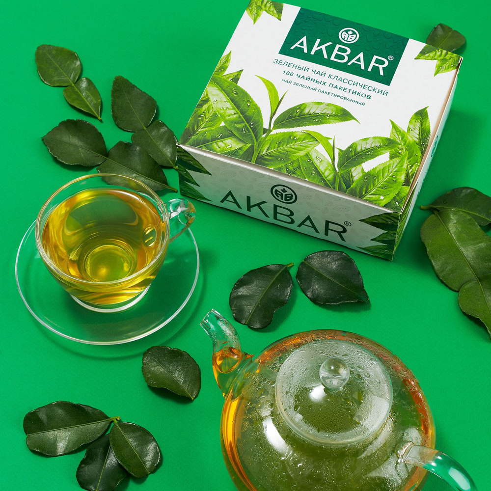 Akbar зеленый Классический чай в пакетиках, 100 шт - купить с доставкой ...