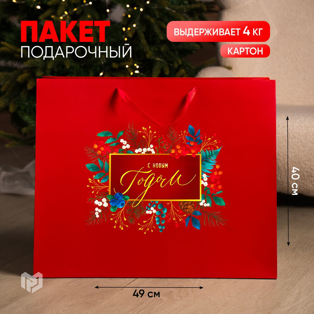 Пакет подарочный новогодний, XL 49 х 40 х 19 см купить c доставкой на ...