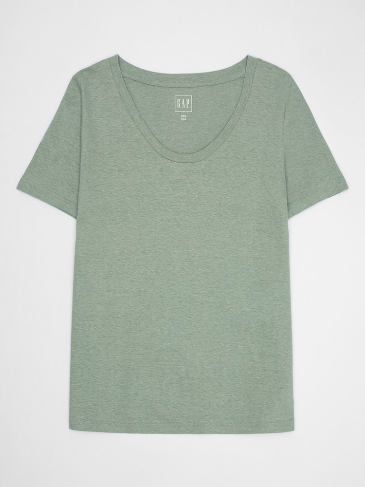Футболка GAP, размер 40, 38, цвет светло-зеленый, 58% конопляное ...
