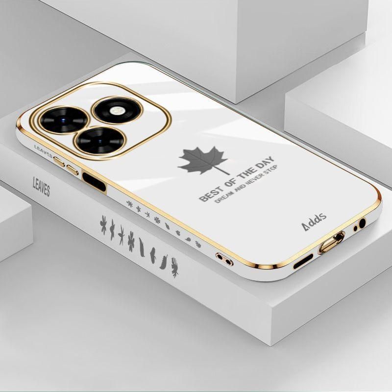 Силиконовый Чехол на Tecno Spark Go 2024 Spark 20c Pop 8 Техно Спарк Го 2024 с золотой рамкой