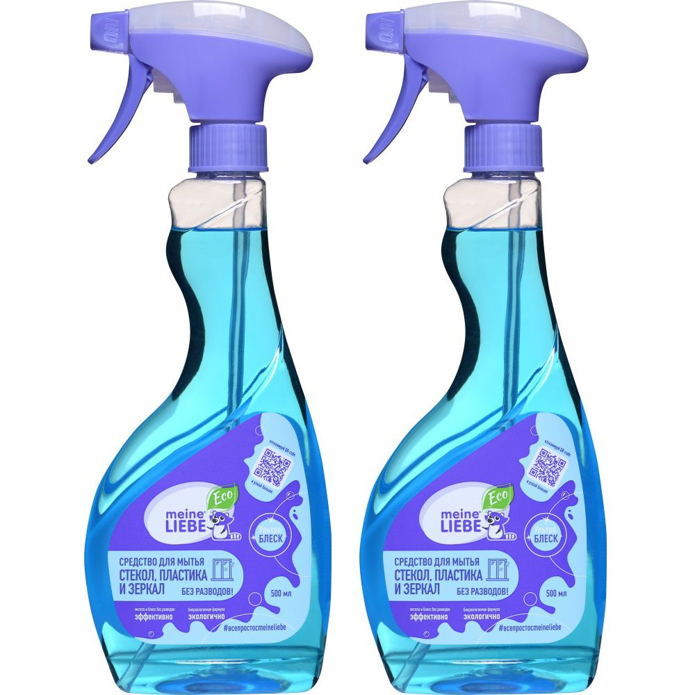 Meine Liebe Средство для мытья стекол, пластика и зеркал, 2 х 500 мл ...