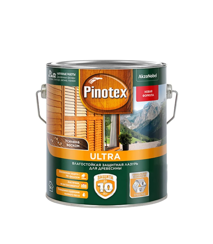 Pinotex Ultra/Пинотекс Ультра, 2.7л Цвет Орех,декоративное тиксотропное ...