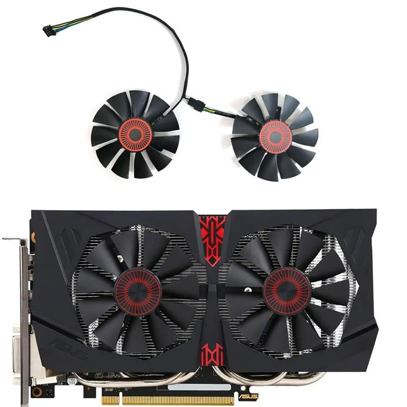 Новый вентилятор охлаждения видеокарт 75MM 4PIN T128010SH STRIX- r9 370 ...