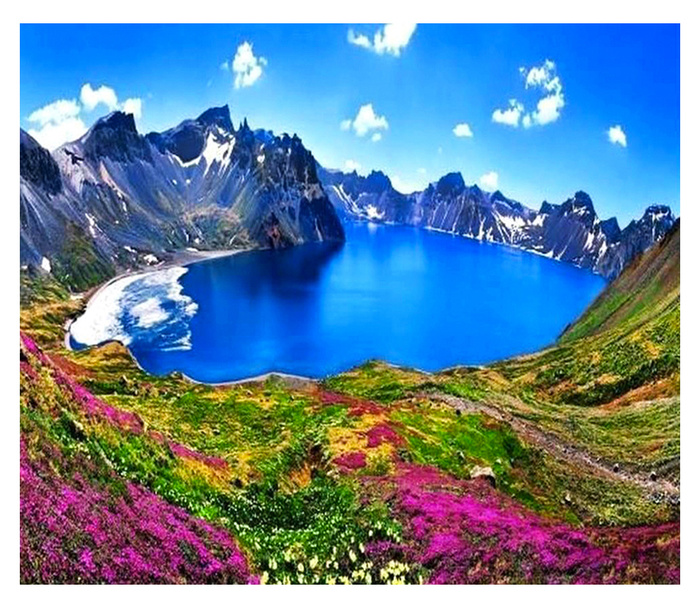 Алмазная мозаика 40*50 см "Горный пейзаж" на подрамнике круглые стразы ...