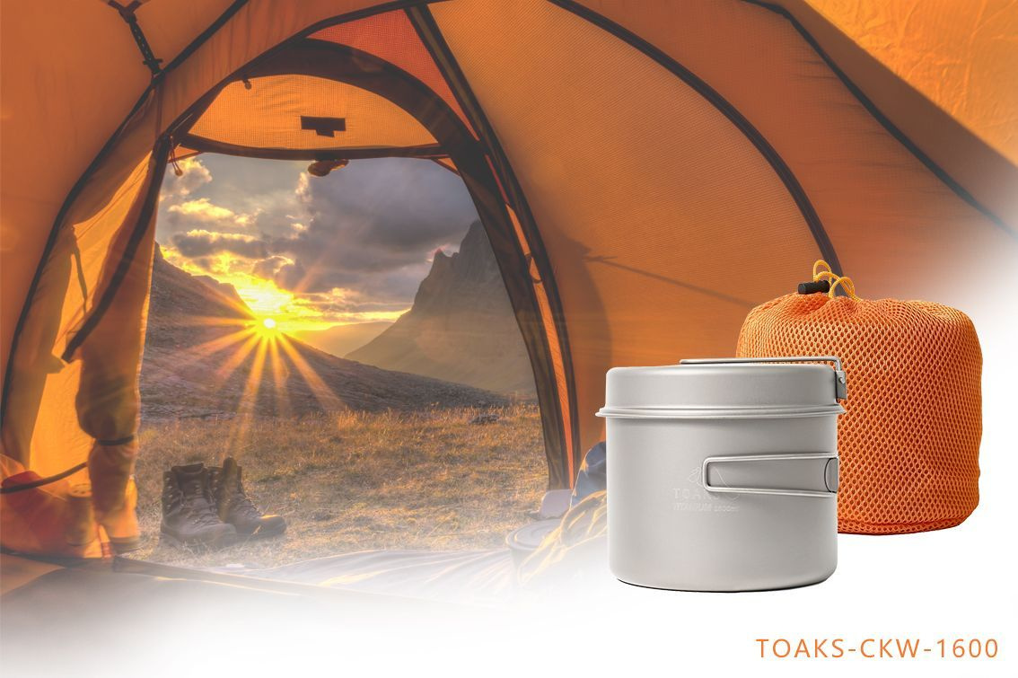 TOAKS Titanium 1600 мл Кастрюля со сковородой, Посуда для походов на ...