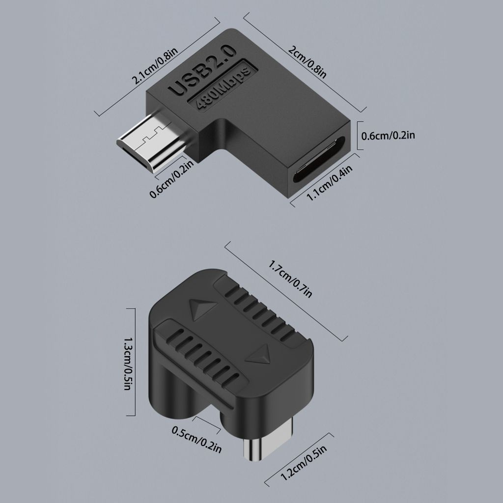 Адаптер Micro Usb To C 90 градусный разъем для передачи данных