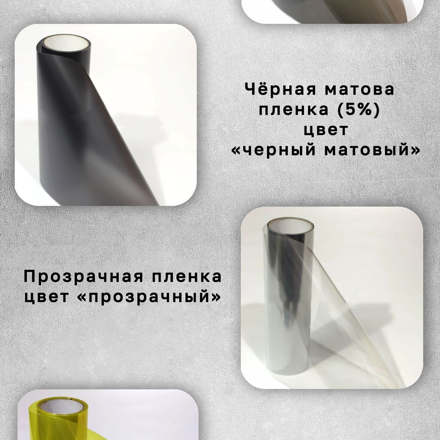 Пленка для фар автомобиля тонировочная, светло-черная самоклеящаяся ...