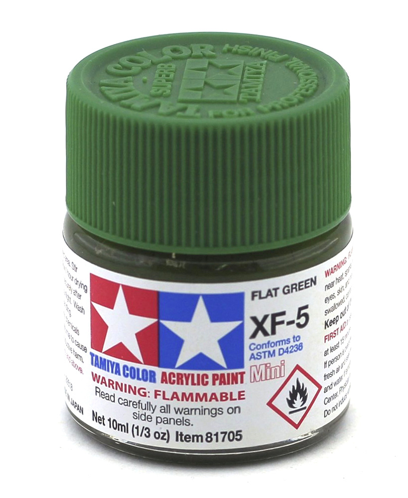Tamiya XF-5 Flat Green, Зеленый матовый, Краска акриловая, 10мл ...