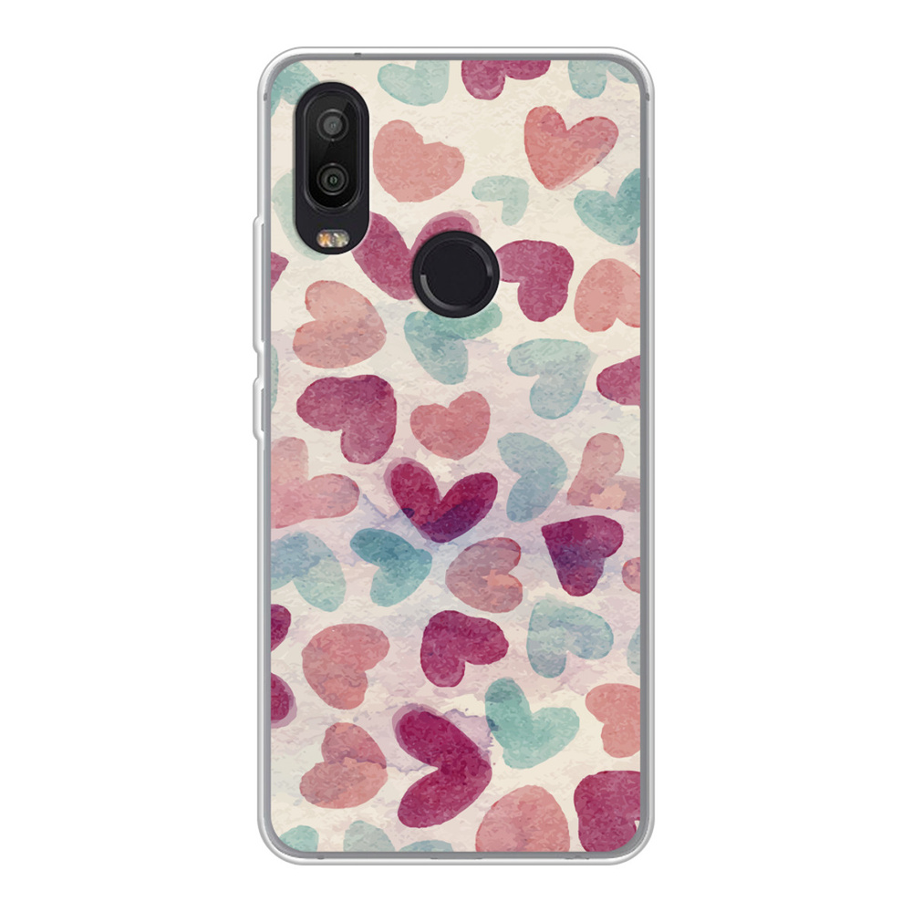 Силиконовый чехол Фон из сердечек 4 на BQ Aquarius X2/X2 Pro / BQ ...