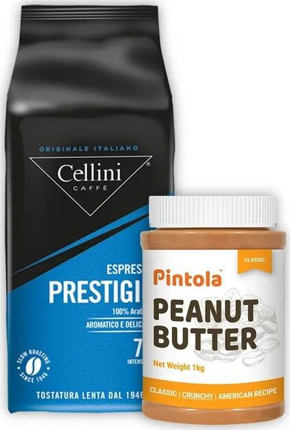 Кофе Cellini PRESTIGIO зерно, 1000гр, в/у +Арахисовая паста с кусочками ...
