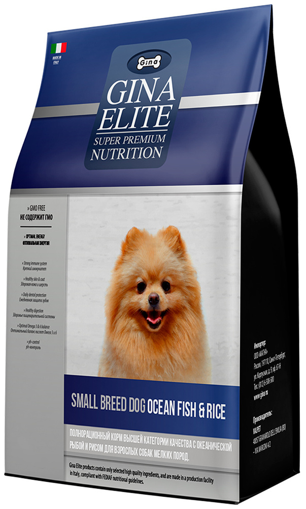 Сухой корм GINA ELITE SMALL BREED DOG OCEAN FISH & RICE для взрослых ...