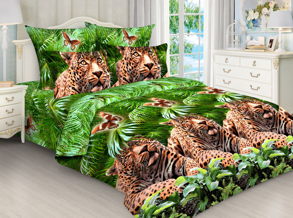 Комплект постельного белья г. Иваново бязь_3Д "Леопарды" на резинке ...