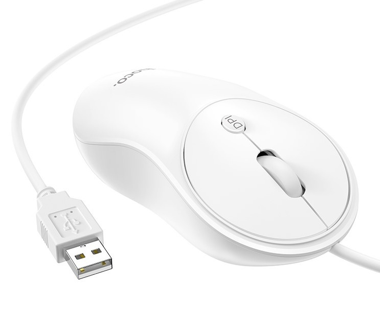 Мышь проводная hoco Оптическая проводная GM13 - 1.5 метра, белый, белый - купить по выгодной ...