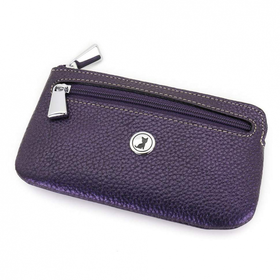 Женская фиолетовая кожаная ключница на молнии Sergio Valentini (Серджио Валентини) СВ 8140-362 ...