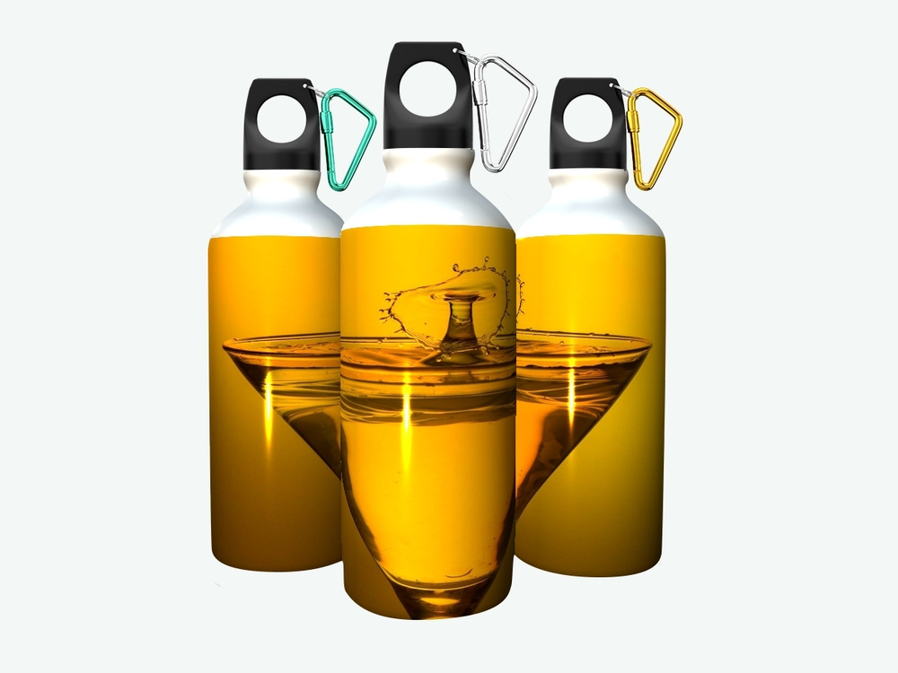 Бутылка фляга для воды "Стекло, мартини, коктейль" 750 мл. с карабином ...